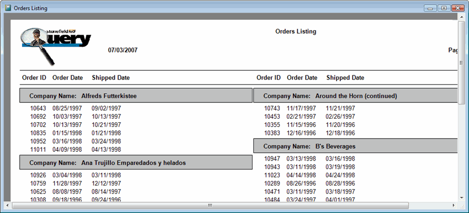 Examples - Stonefield Query