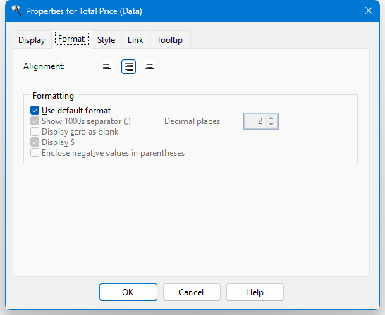 Field Properties (Cross-Tab Report) - Stonefield Query
