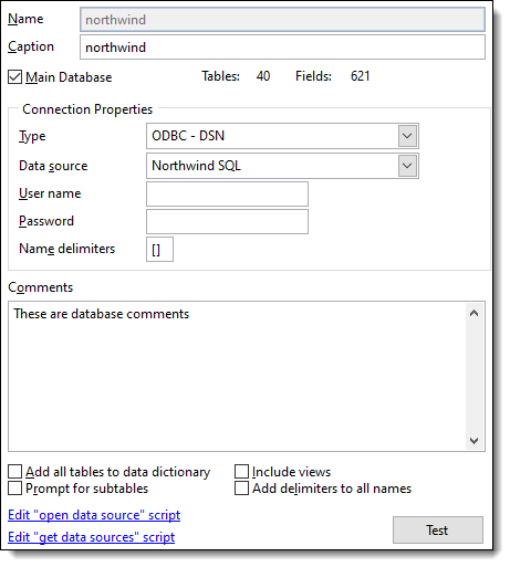 Database Properties - Stonefield Query SDK