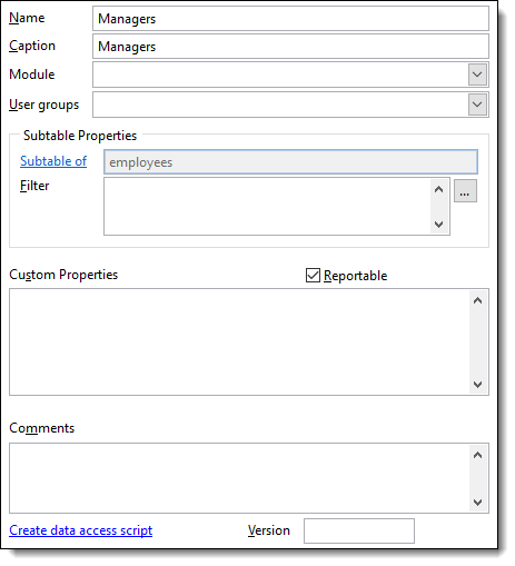 Creating a Subtable - Stonefield Query SDK