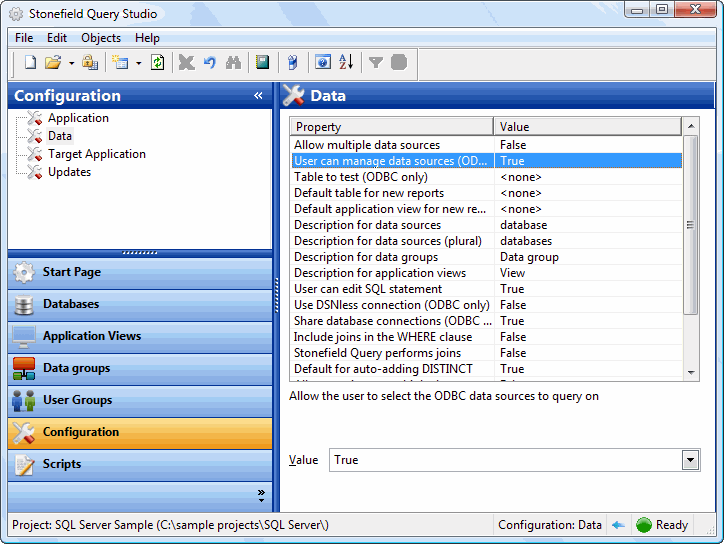 Allowing the User to Manage Data Sources - Stonefield Query SDK